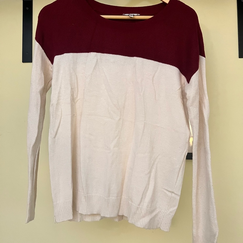 Joie Burgundy And Ivory Colorblock Cashmere Blend Cre… - Gem